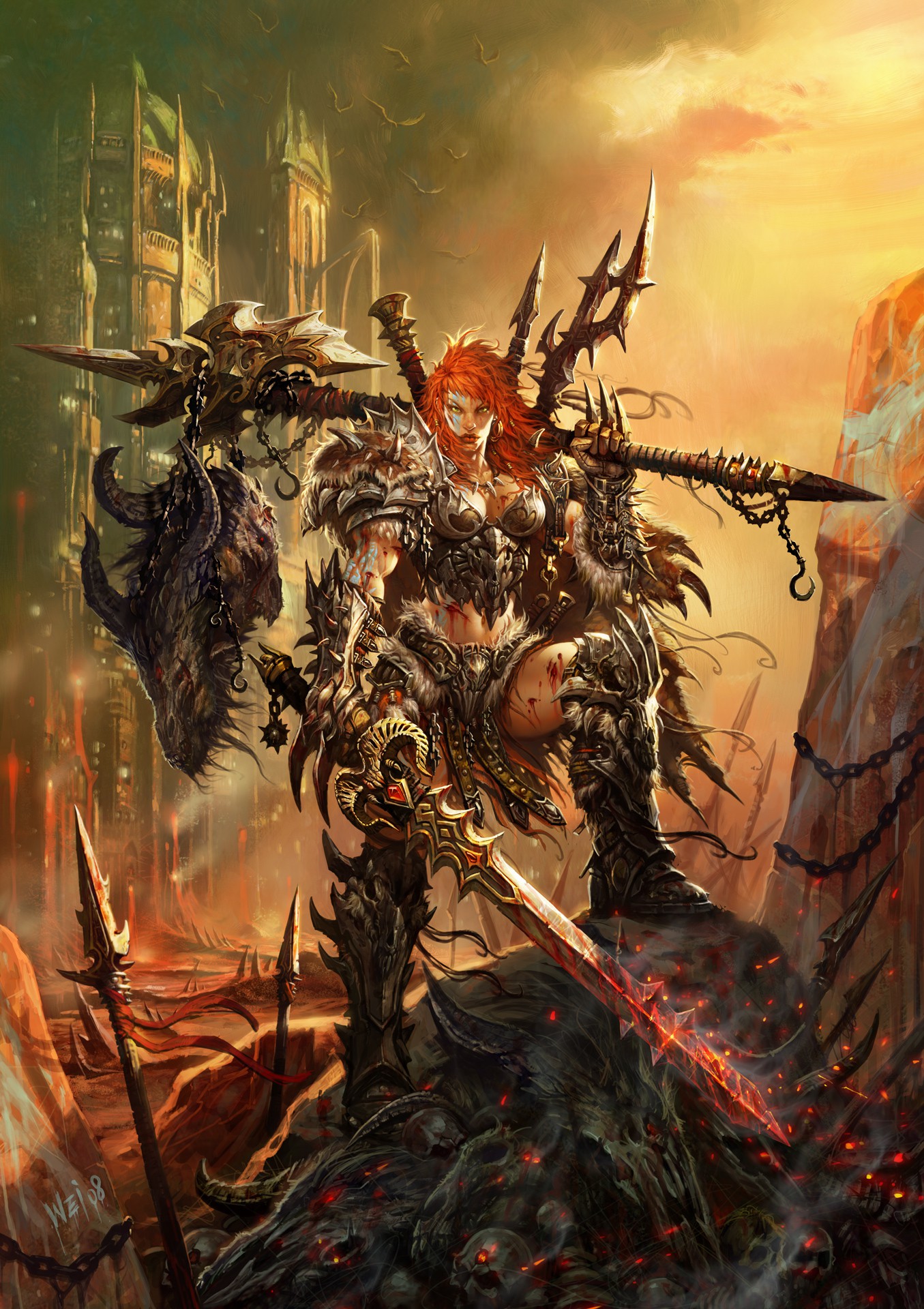 Artwork Female Barbarian Diablo Blizzard Entertainment Cook And